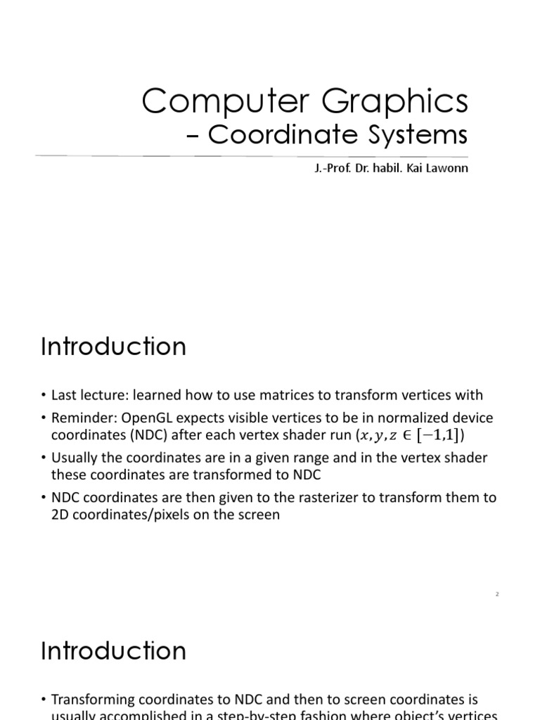 Lec6 CoordinateSystems | PDF | Shader | Cartesian Coordinate System