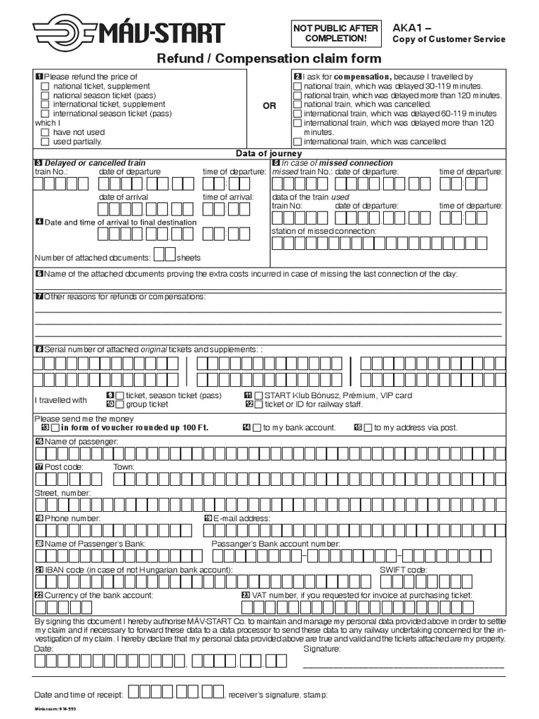 Refund Compensation Claim Form | PDF | Service Industries