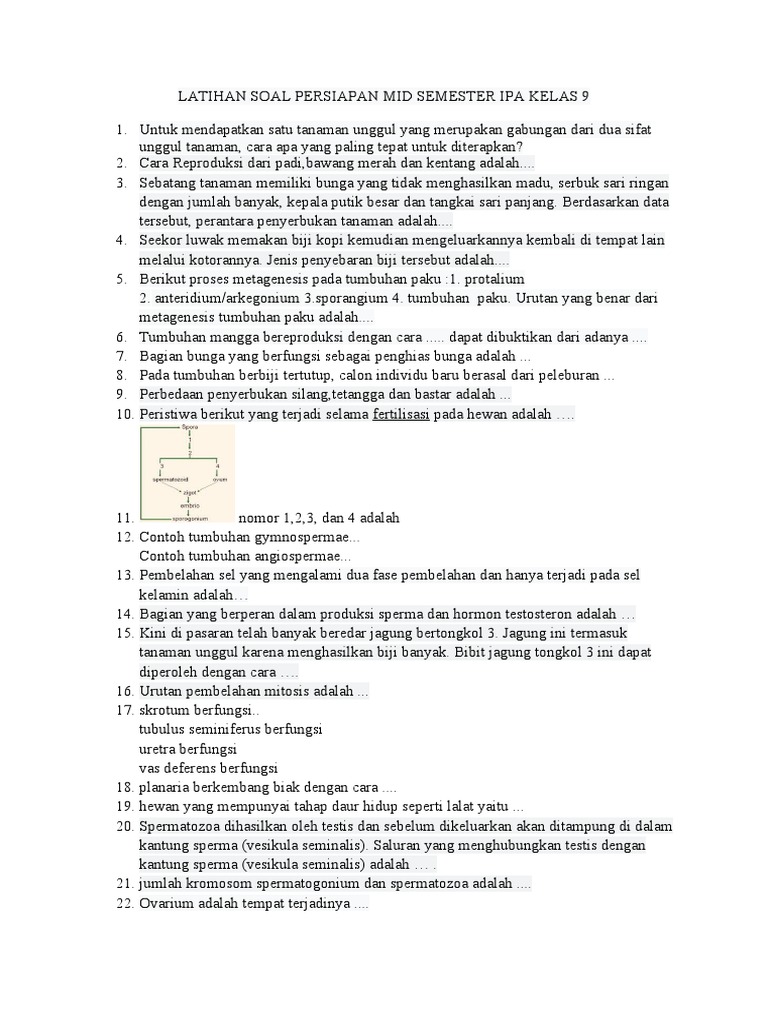 Latihan Soal Persiapan Mid Semester Ipa Kelas 9 | PDF
