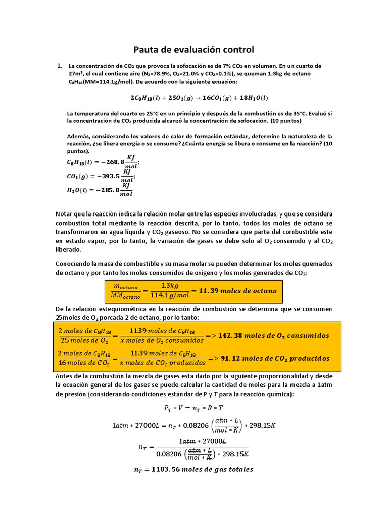 Pauta Control 1B | PDF | Combustión | Gases