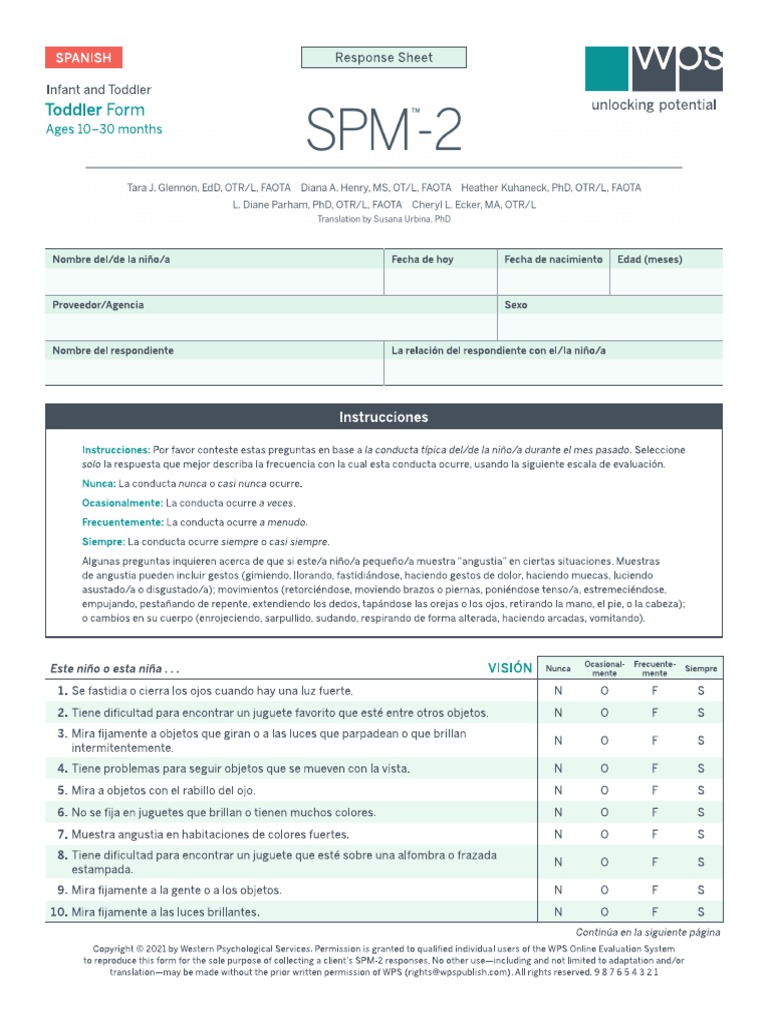 Spm2 Toddler (10 30 Meses) | PDF