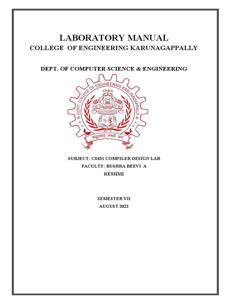 Cs431 CD Lab Manual - Knpy PDF | PDF | Computer Program | Programming
