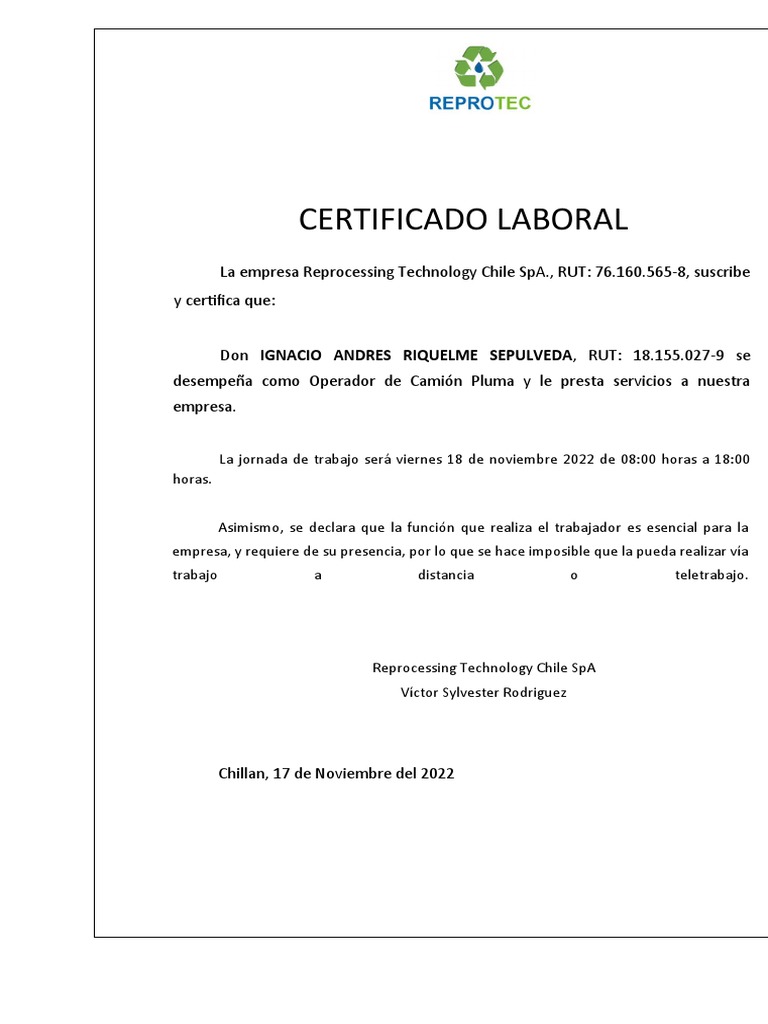 Certificado Relación Laboral 2 | PDF