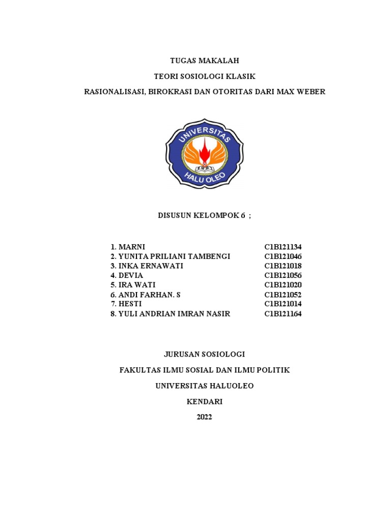Makalah Teori Sosiologi Klasik | PDF