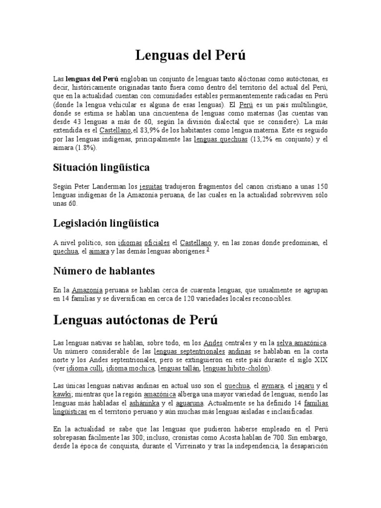 Lenguas Del Perú | PDF | Los símbolos | Comunicación humana