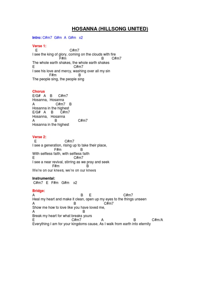 Hosanna Hillsong Guitar Chords