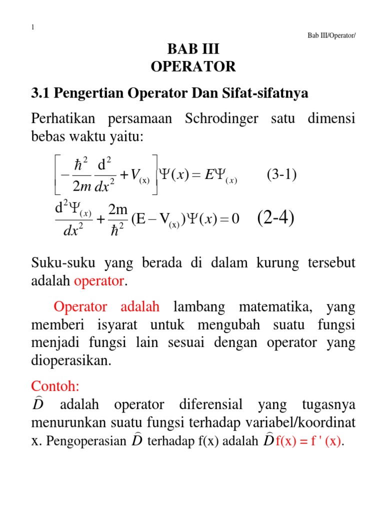 Adoc - Pub Bab III Operator 31 Pengertian Operator Dan Sifat | PDF | Sains & Matematika | Komputer
