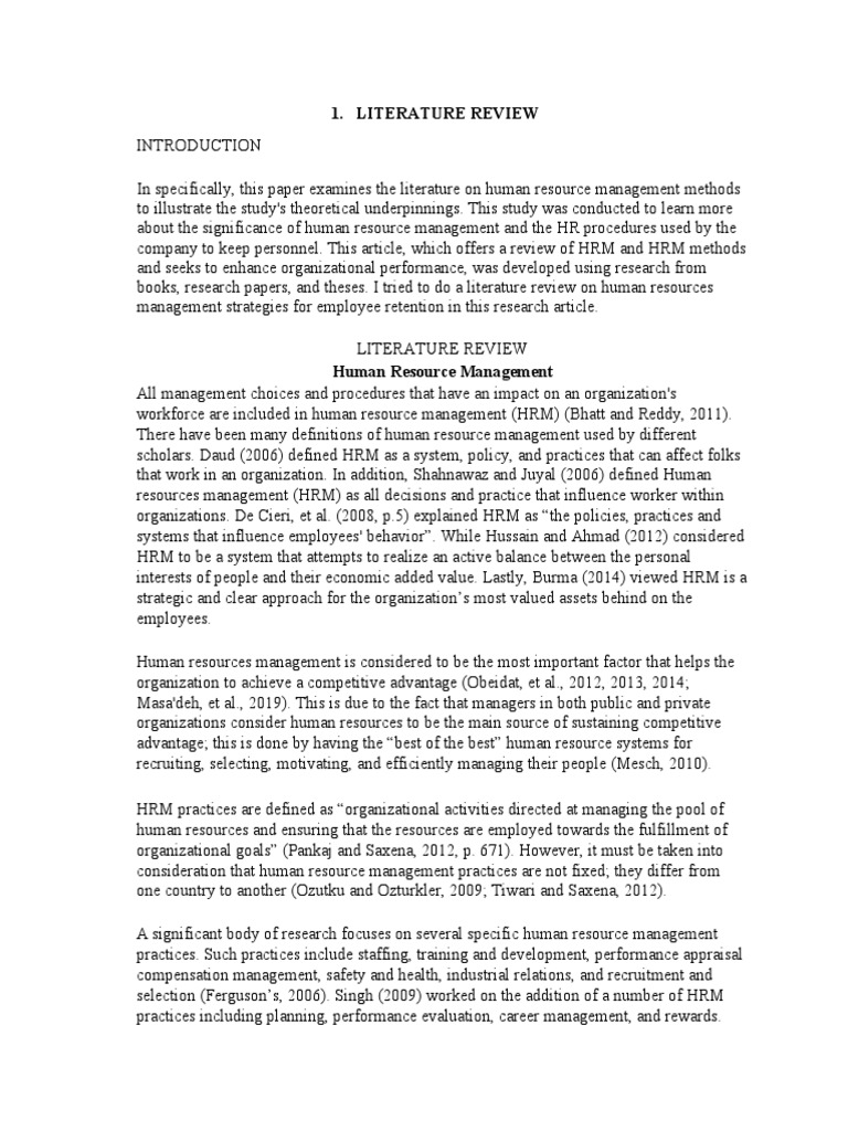 Literature Review | PDF | Human Resource Management | Competitive Advantage