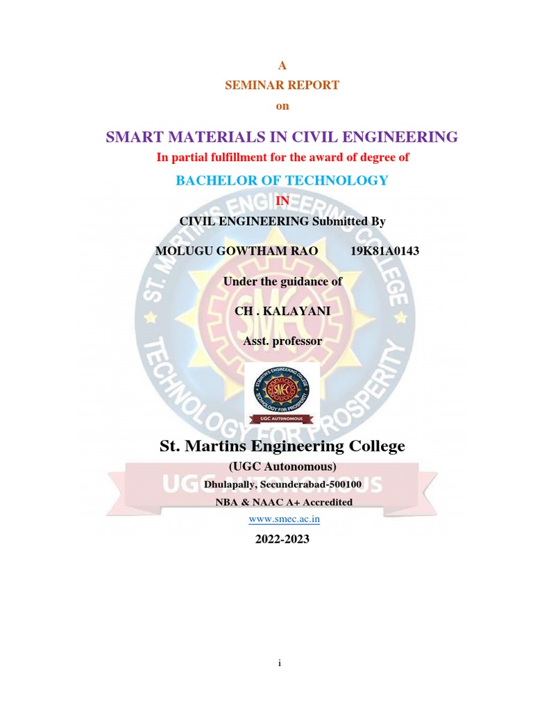 Smart Materials in Civil Engineering 19K81A0143 | PDF | Shape Memory ...
