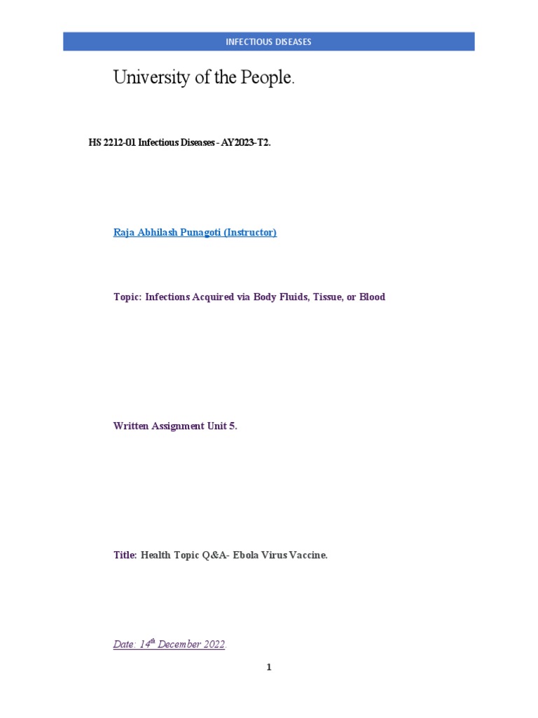 Hs 2212 01 Infectious Diseases Ay2023 T2 Written Assignment Unit 5 5800