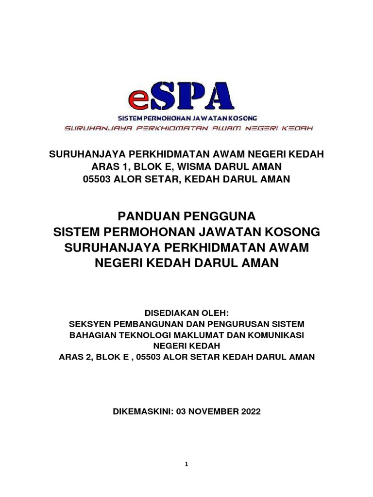 Manual Pengguna ESPA | PDF