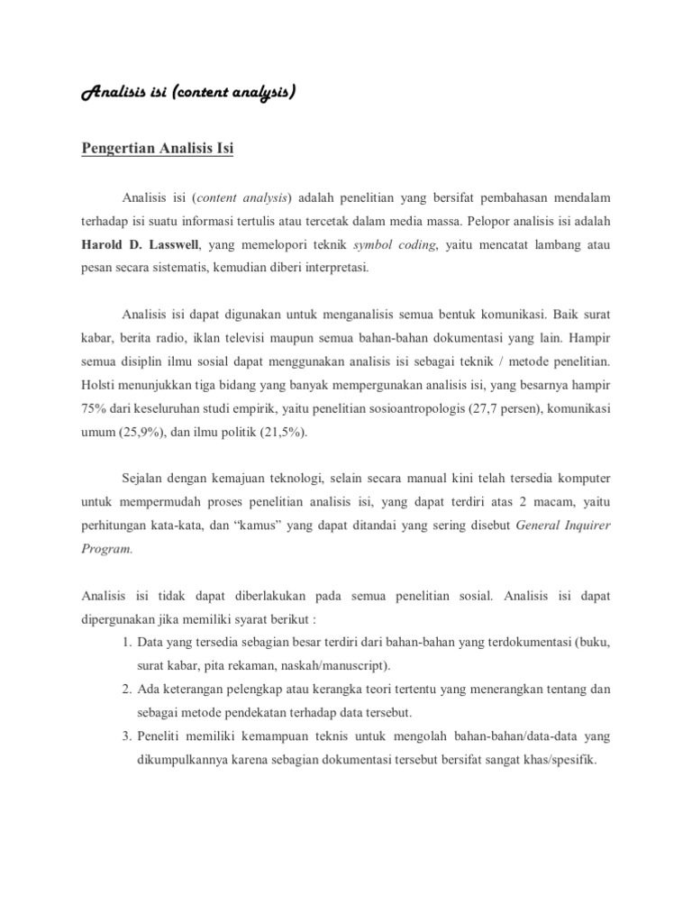Analisis Isi | PDF