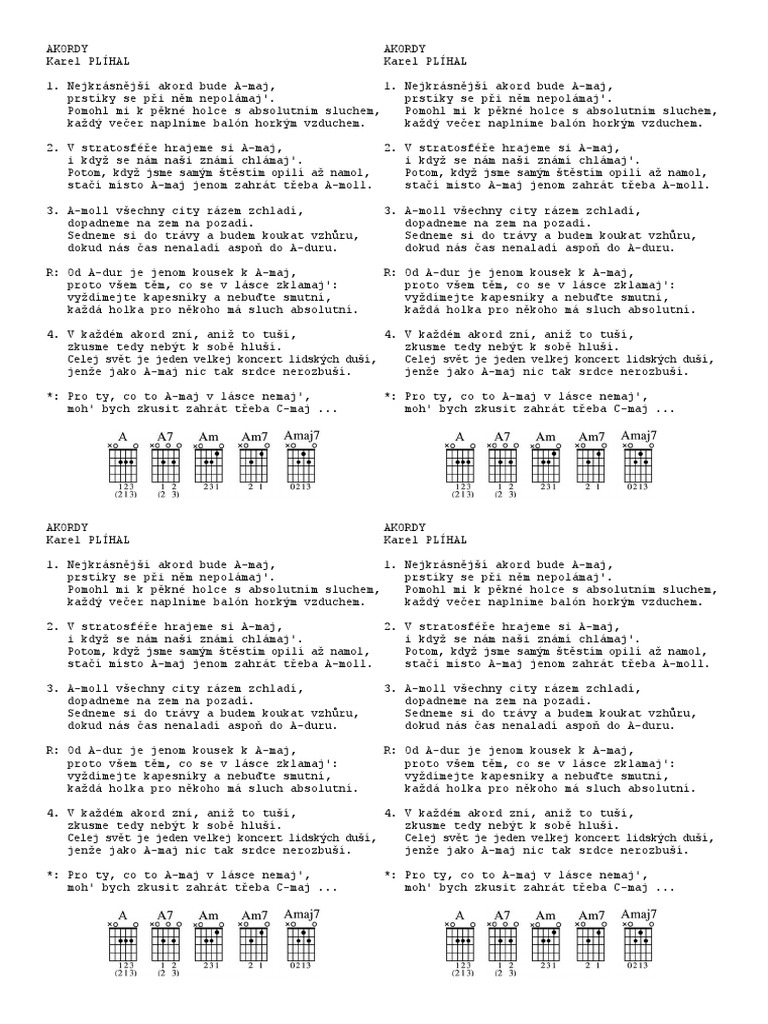 Akordy (Plíhal) (A4 - 4x) | PDF