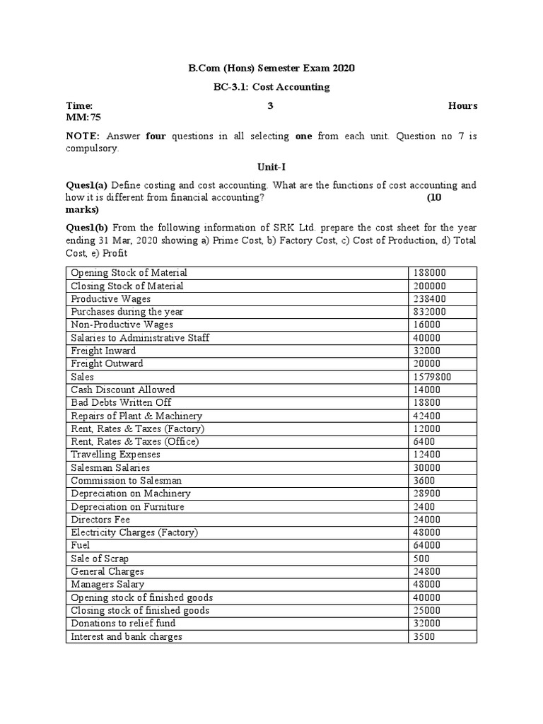 Semester Paper Cost | PDF | Inventory | Depreciation