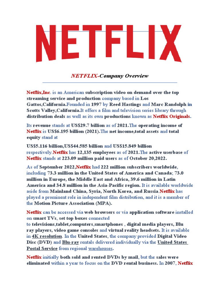 Netflix-: Company Overview | PDF | Netflix | Internet
