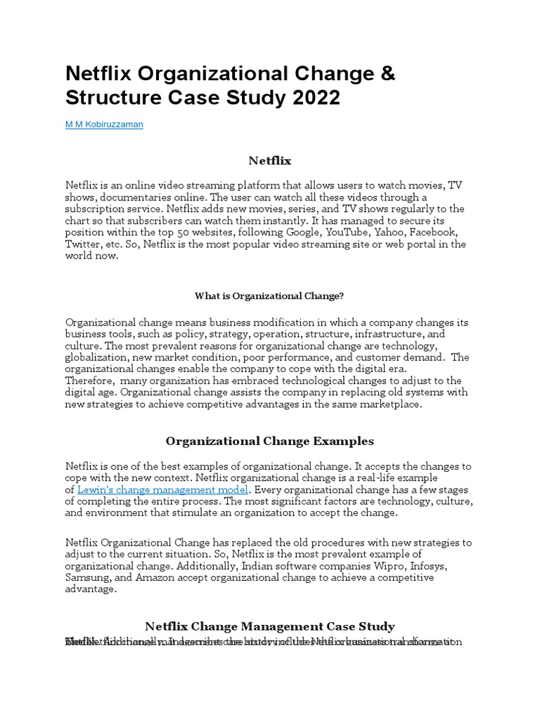 Netflix Organizational Change & Structure Case Study: Exploring Netflix ... Netflix Organizational Change & Structure Case Study: Exploring Netflix ...