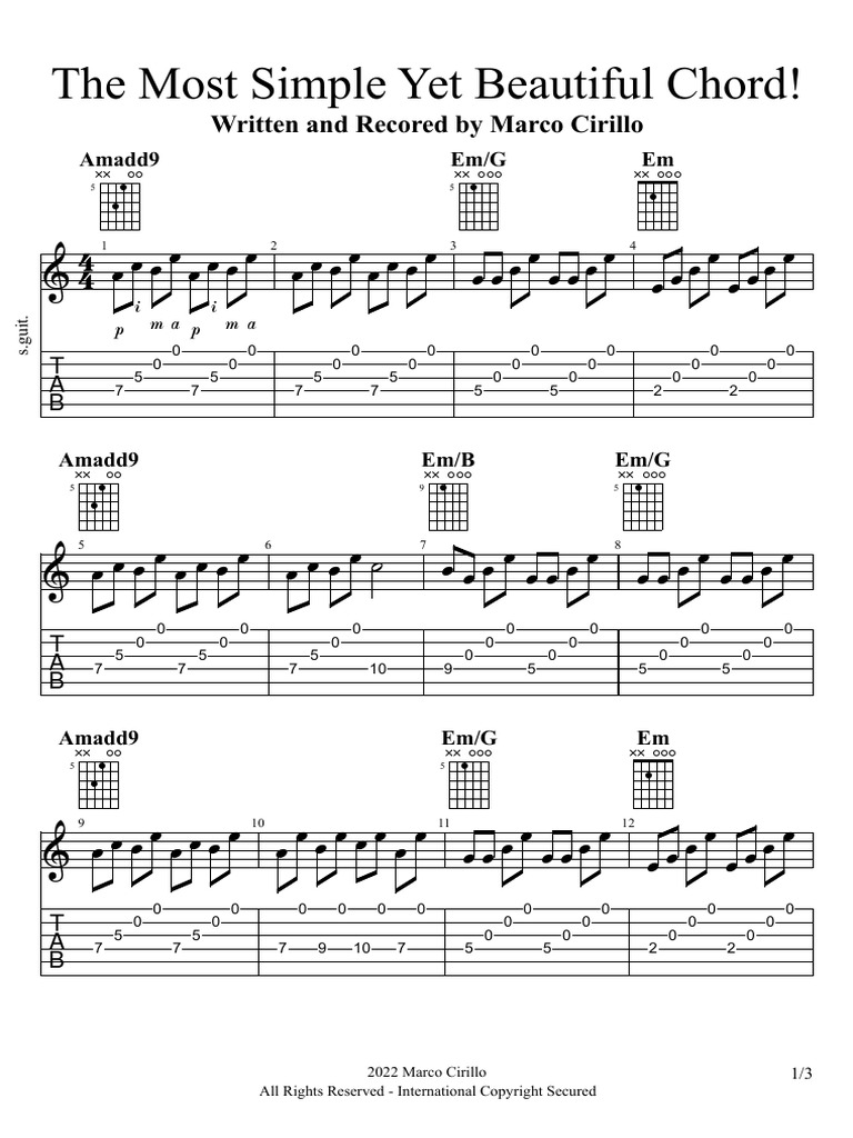 Tab + Score The Most Simple Yet Beautiful Chord! | PDF