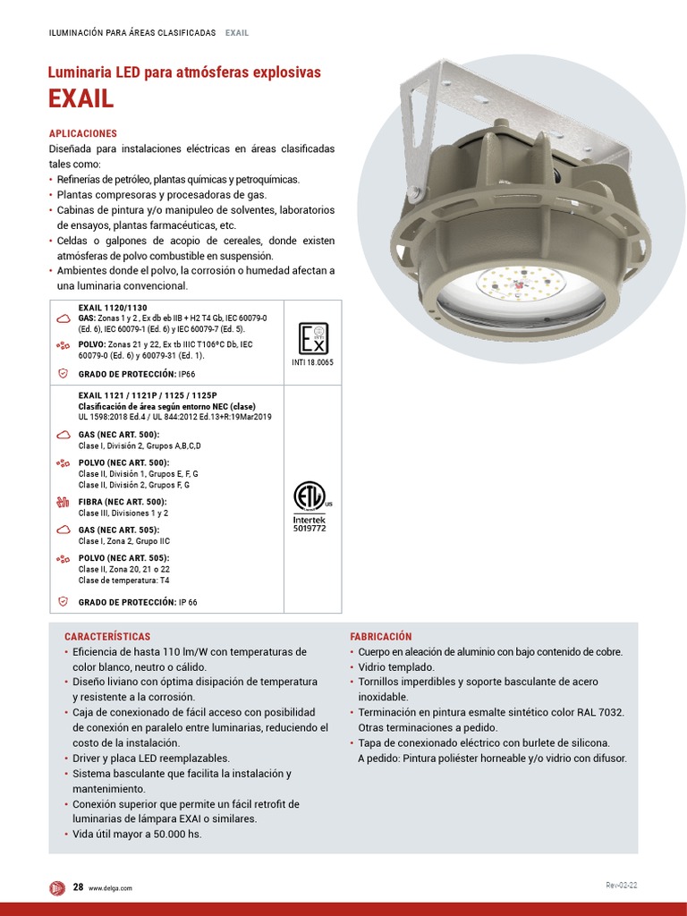 Luminaria LED clasificada EXAIL | PDF | Diodo emisor de luz | Química