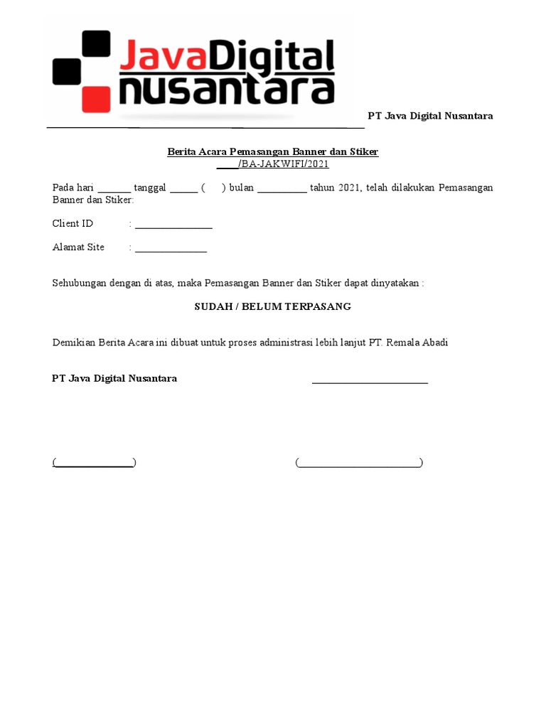 Pemasangan Banner PT Java Digital Nusantara | PDF