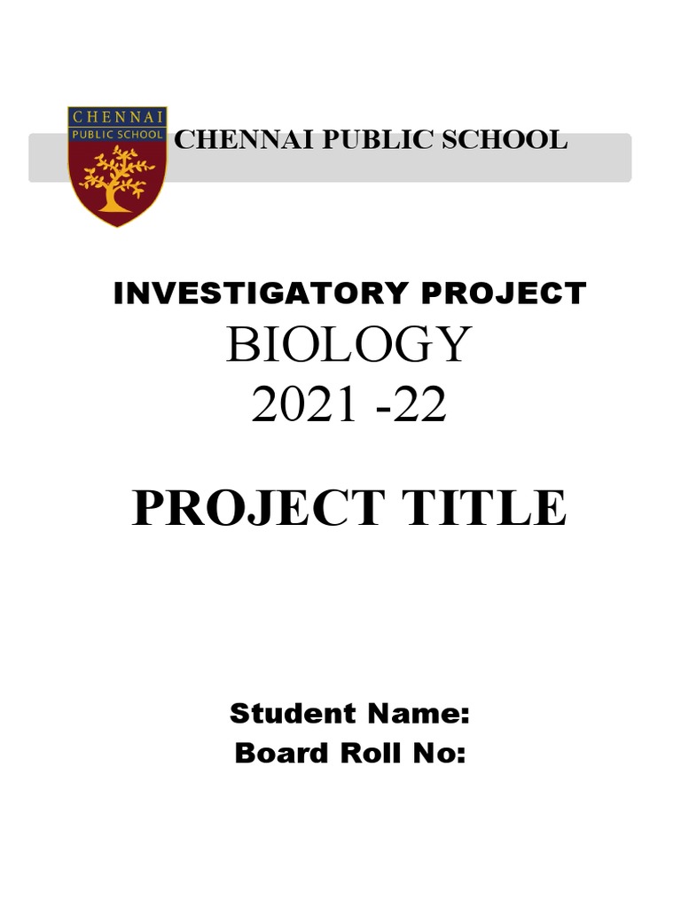 Biology - Investigatory Project Cover Page | PDF