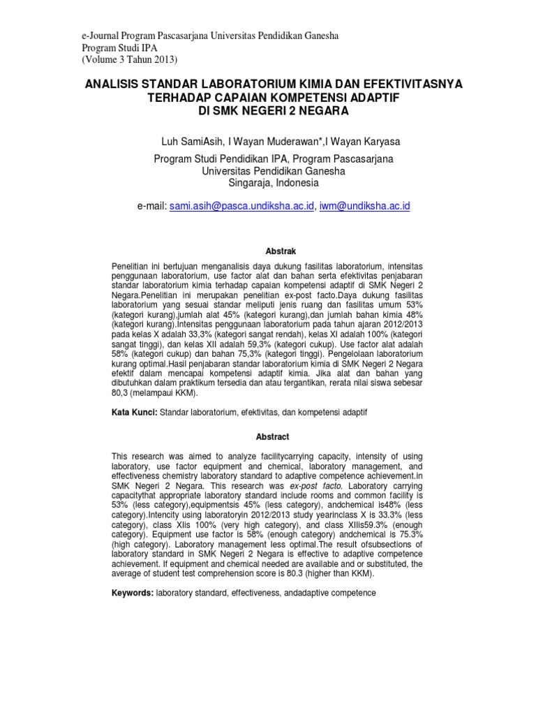 ID Analisis Standar Laboratorium Kimia Dan | PDF