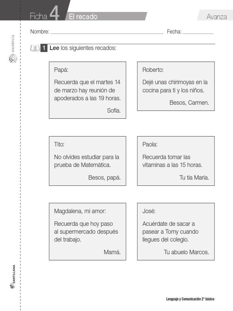 Ficha 4 El Recado | PDF