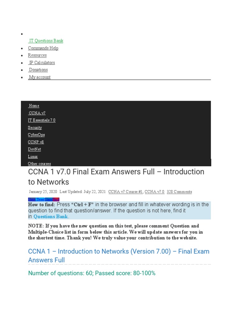 IT Questions Bank Final Exam | PDF