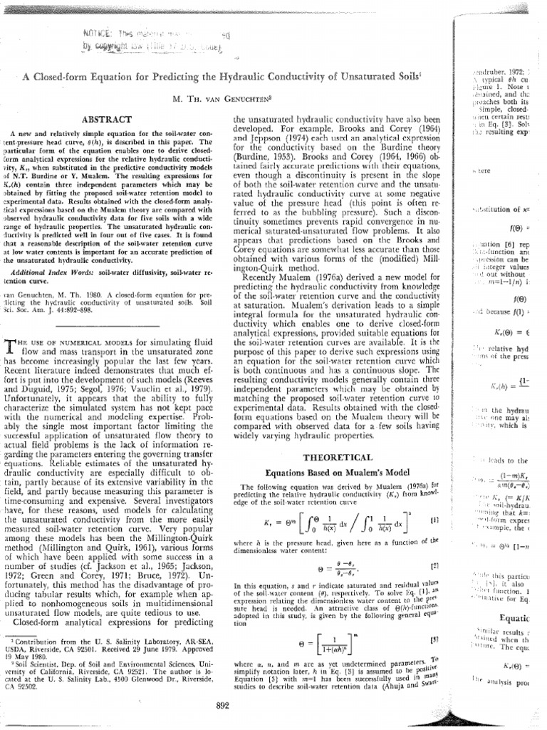 Van Genuchten 80 SWCC | PDF