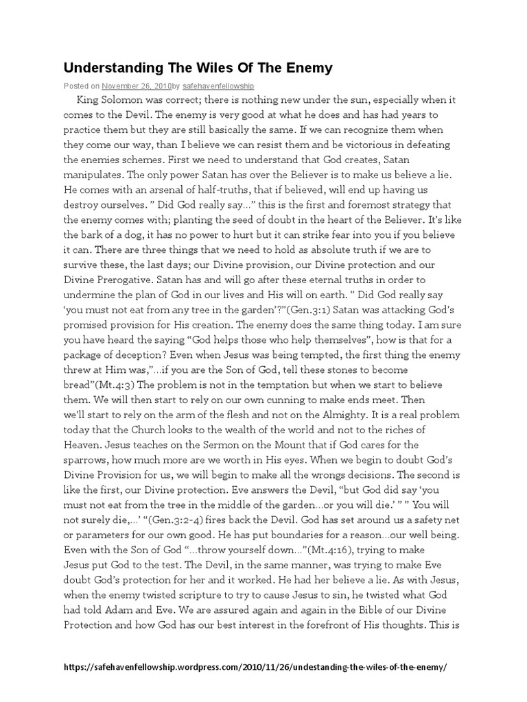 Understanding The Wiles of The | PDF | Satan | Jesus