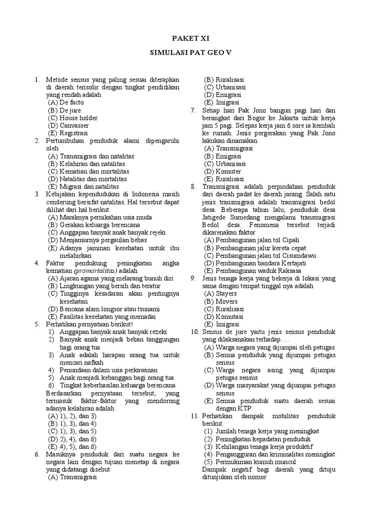 Paket Xi Simulasi Pat Geo V | PDF