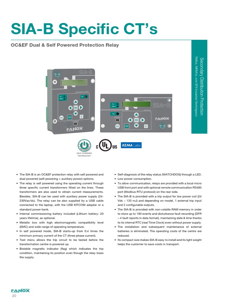 EN FANOX DATA SIABSPECIFIC SELFPOWERED PlugConnectorsProtectionRelays ...