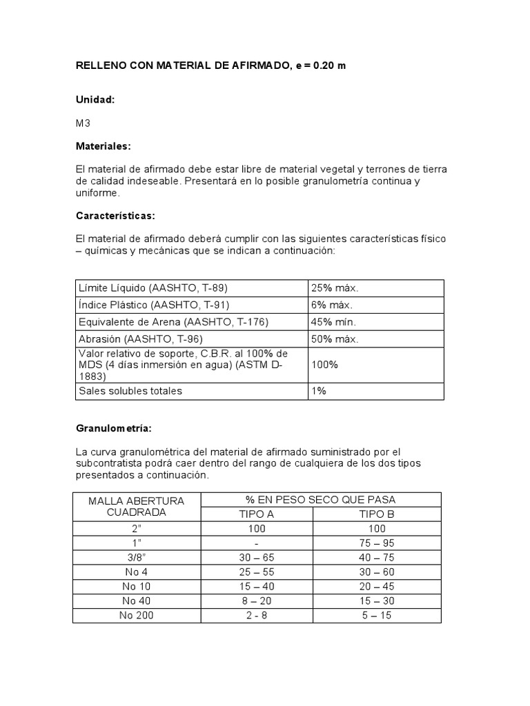 Relleno Con Material de Afirmado | PDF
