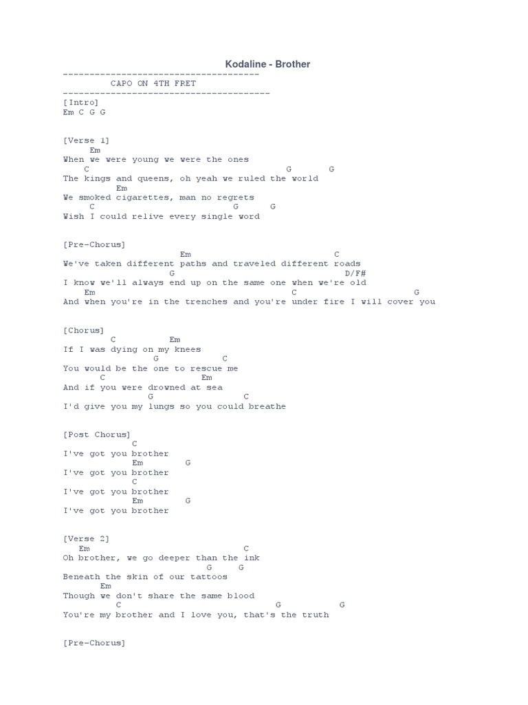 Brother - Kodaline | PDF | Song Structure