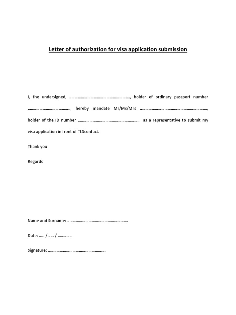 Visa Application Authorization Letter | PDF