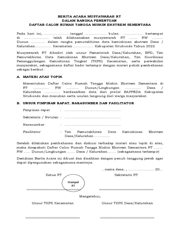 BA. Musyawarah RT Masy. Ekstrem | PDF