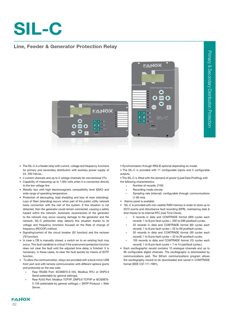 EN FANOX DATA SILC FeederGeneratorProtection ProtectionRelays R10 | PDF ...