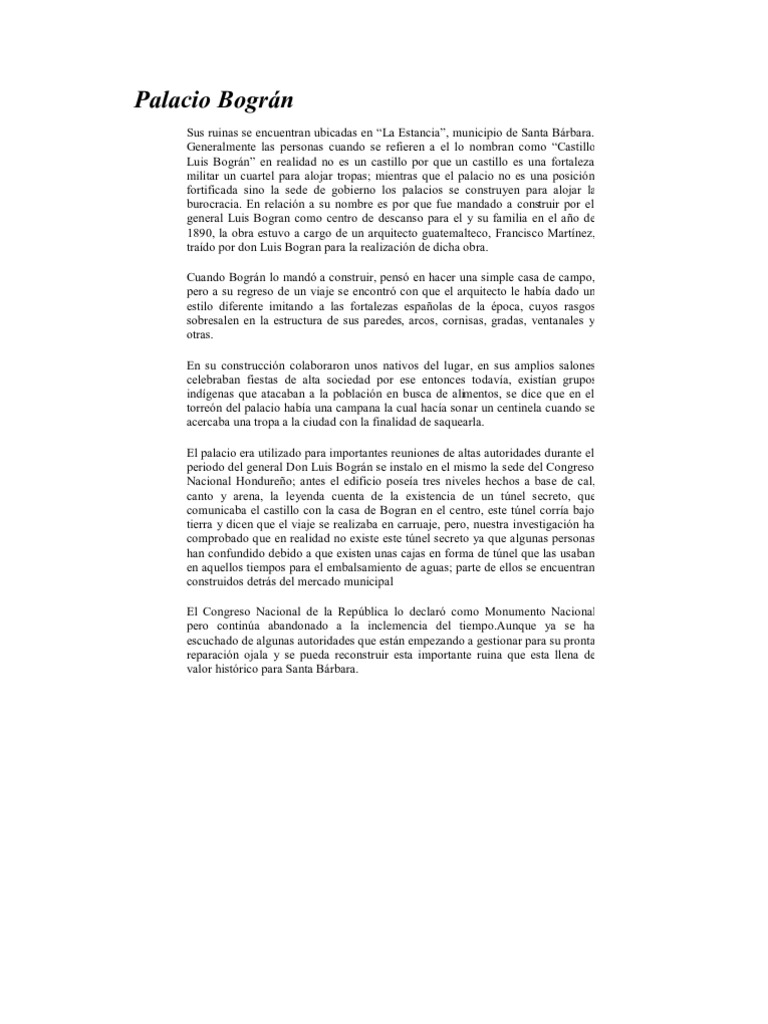 Palacio Bográn | PDF | Castillo