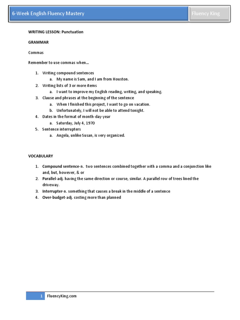 Handout Mastering English Punctuation | PDF