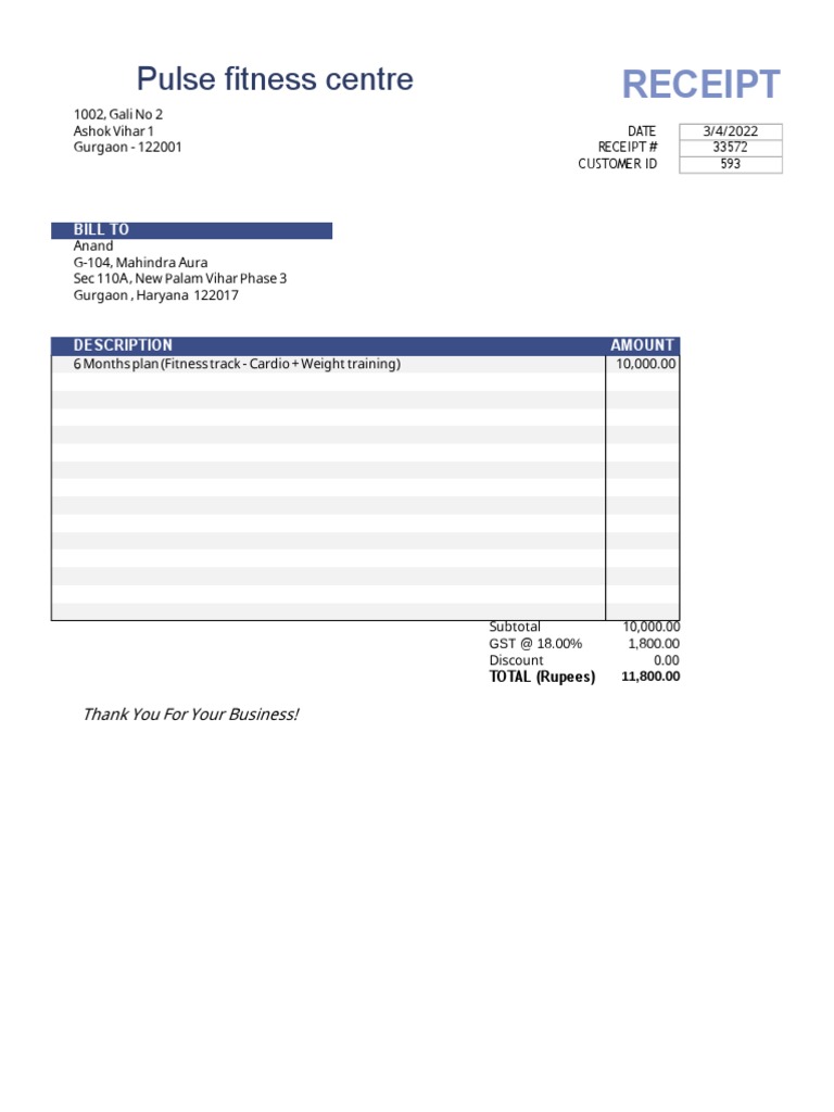 Gym Bill | PDF