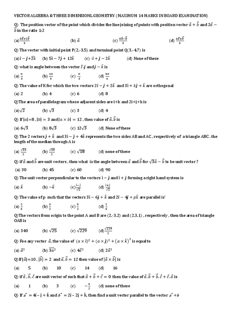 VECTOR ALGEBRA and 3d | PDF | Cartesian Coordinate System | Euclidean ...