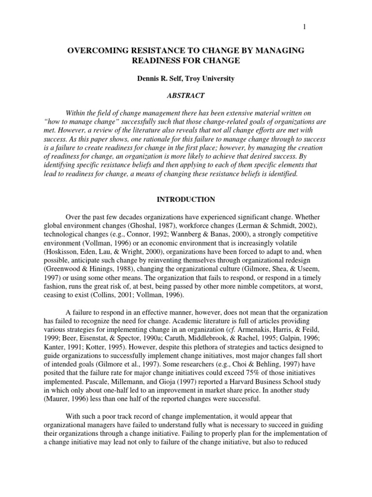 2007 Over Coming Resistance | PDF | Change Management | Goal