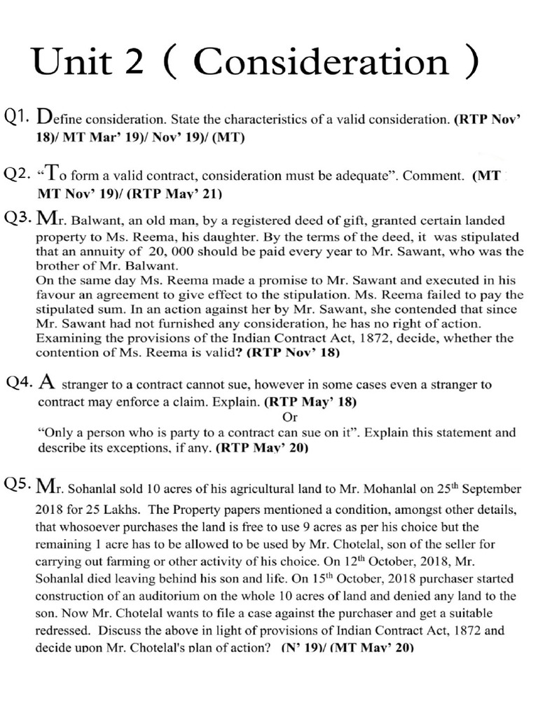 Unit 2 Consideration | PDF
