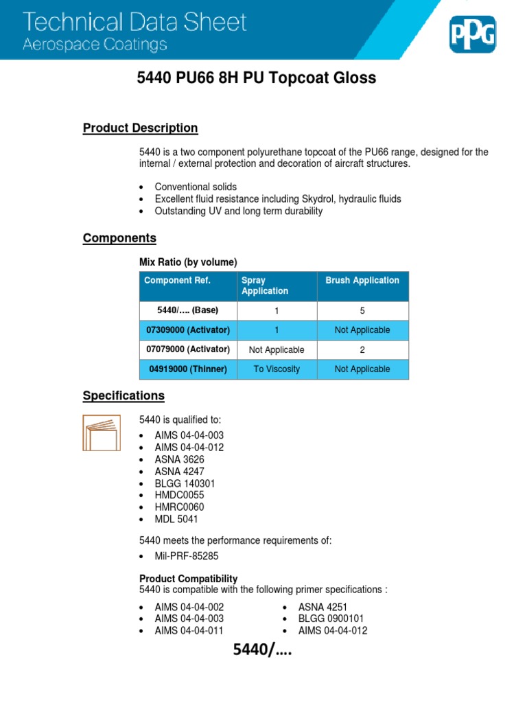 5440 PU66 8H PU Topcoat Gloss - 3 - 20 (Ficha Técnica Pintura) | PDF ...