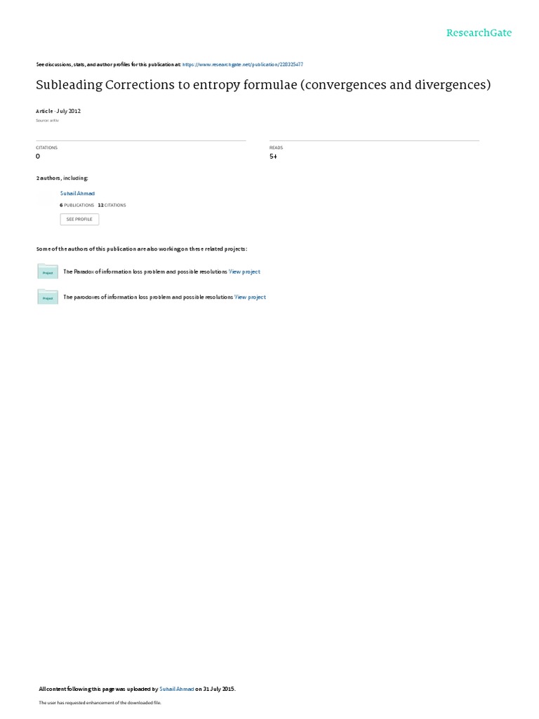 Subleading Corrections To Entropy Formulae Converg | Download Free PDF | Black Hole | String Theory