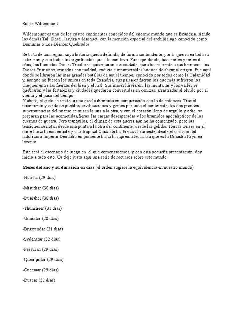 Wildemount y Sus Detalles | PDF | Clima | Fenómenos de la tierra