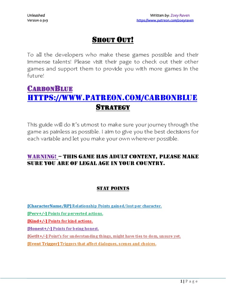 Unleashed v0.5v3 Walkthrough | PDF