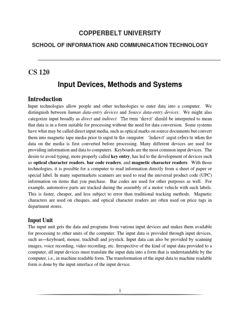 Unit 05-Input Devices, Methods and Systems | PDF | Image Scanner ...