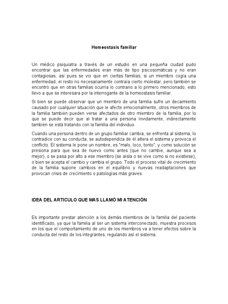 Homeostasis Familiar | PDF | Comportamiento | Sicología