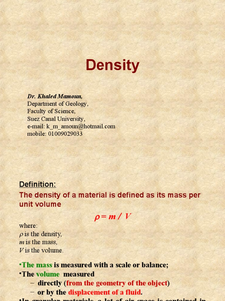 Density | PDF | Density | Volume