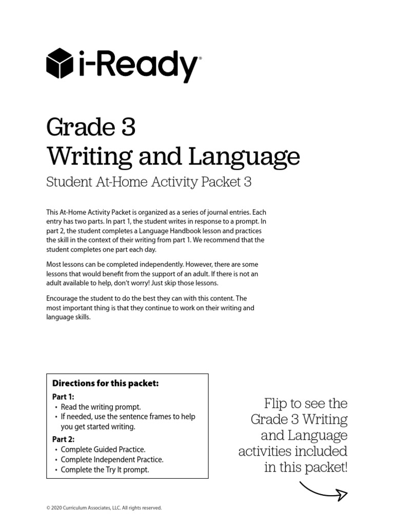 Iready at Home Activity Packets Student Ela Grade 3 P3 | PDF | Subject ...